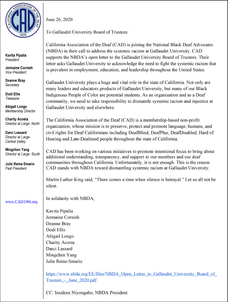 Open Letter: California Association of the Deaf Stands with NBDA - Deaf ...